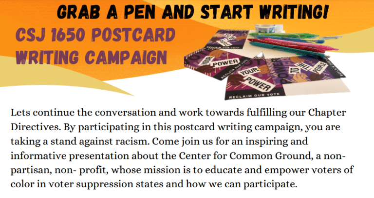 CSJ 1650 Postcard Writing Campaign | Sisters of St Joseph